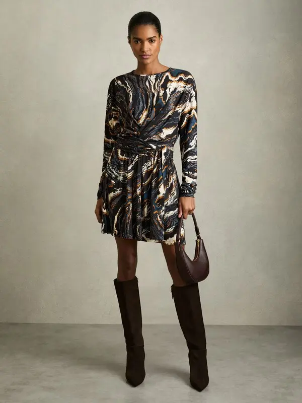 REISS Jasmine Printed Mini Dress