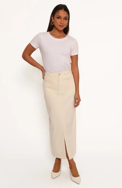 PETAL & PUP Kellen Slit Front Cotton Corduroy Maxi Skirt