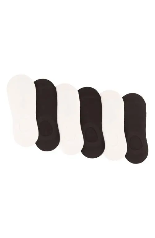 Felina 6-pack No-show Socks - Black/ White