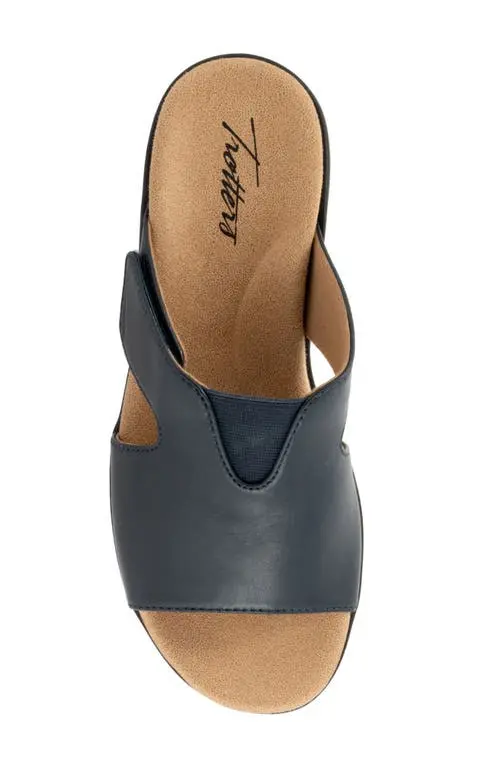 Trotters Roxine Leather Slide Sandal - Navy