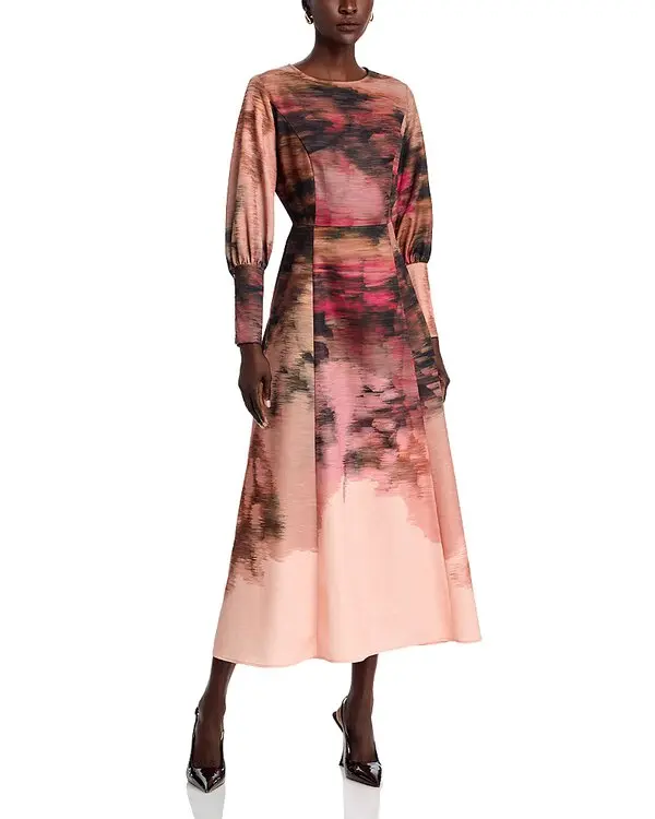 Misook A-line Maxi Dress - Rose Bud/multi
