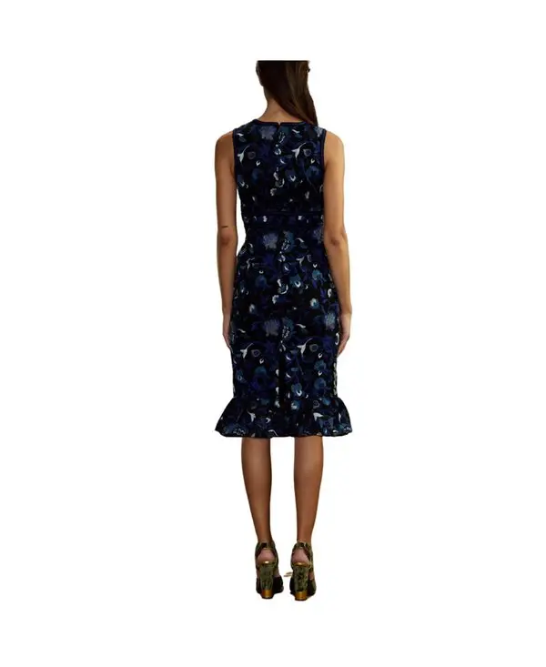 Cynthia Rowley Embroidered Sleeveless Midi Dress - Black/Navy