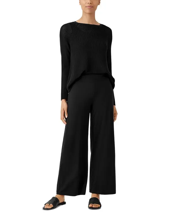 Eileen Fisher High-waisted Wide Leg Trousers - Black
