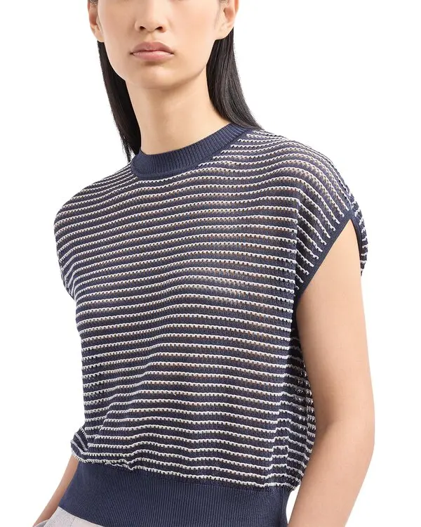 Emporio Armani Striped Cap Sleeve Sweater