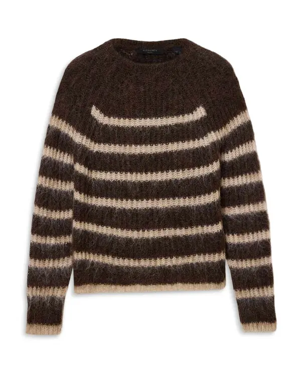 ALLSAINTS Riga Striped Sweater - Bottle Brown