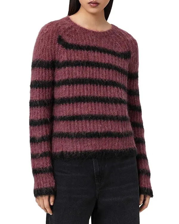 ALLSAINTS Riga Striped Sweater - Raspberry