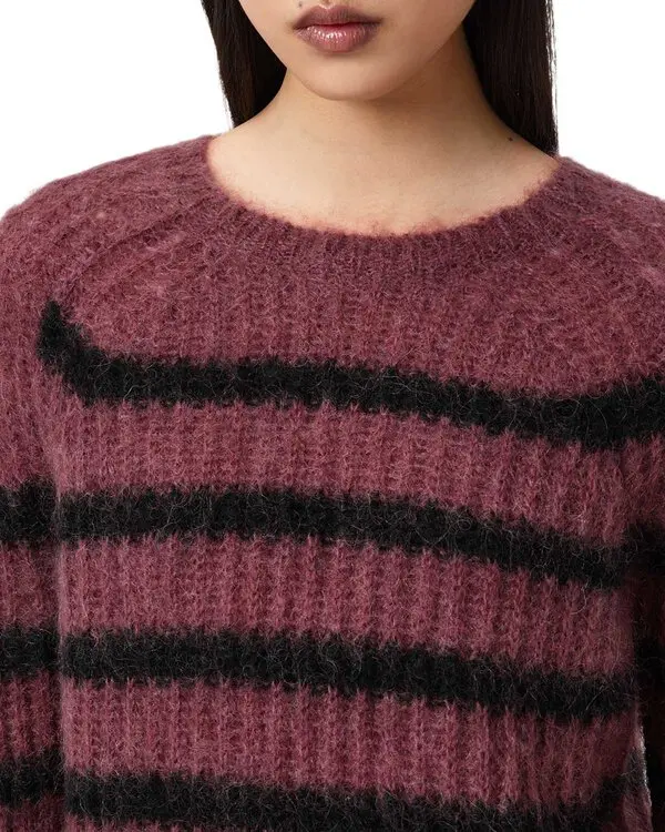 ALLSAINTS Riga Striped Sweater - Raspberry