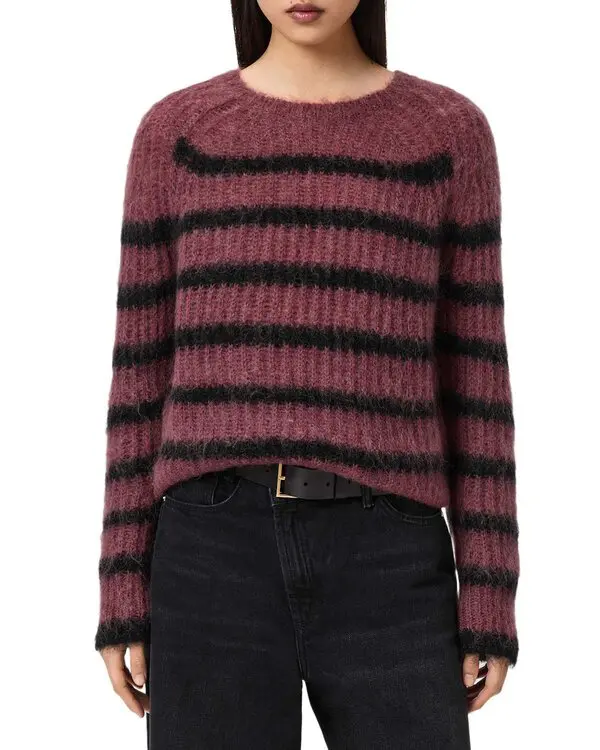 ALLSAINTS Riga Striped Sweater - Raspberry