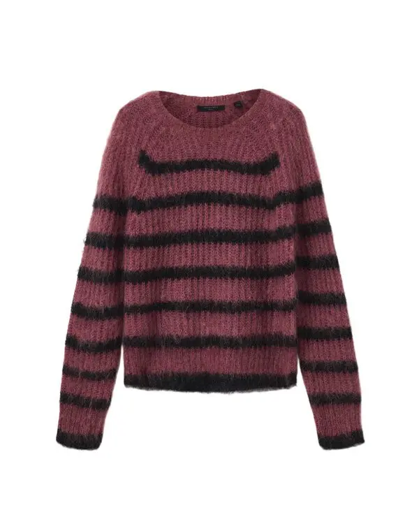 ALLSAINTS Riga Striped Sweater - Raspberry