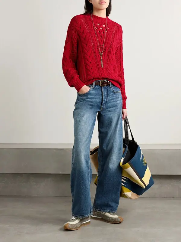 MARANT ETOILE Lenza Open-knit Cotton-blend Sweater