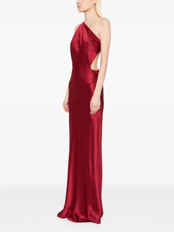 Michelle Mason Asymmetrical Silk Gown - Red