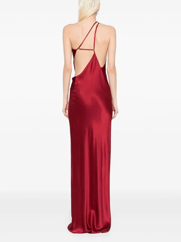 Michelle Mason Asymmetrical Silk Gown - Red