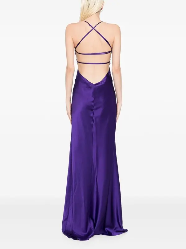 Michelle Mason Cutout Detail Gown - Purple
