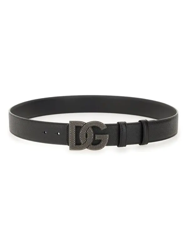 Dolce & Gabbana Logo Leather Belt - Black