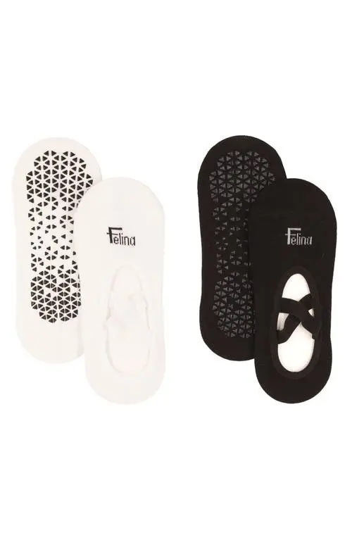 Felina 2-pack Pilates Socks - Black/ White