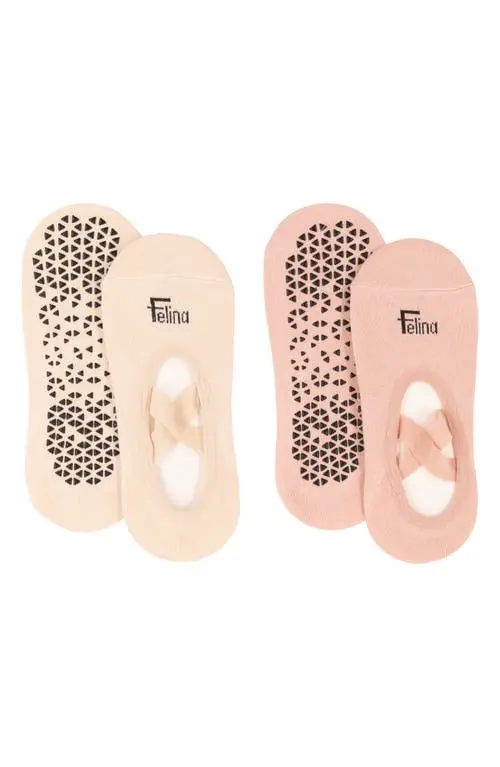 Felina 2-pack Pilates Socks - Shell/ Pink
