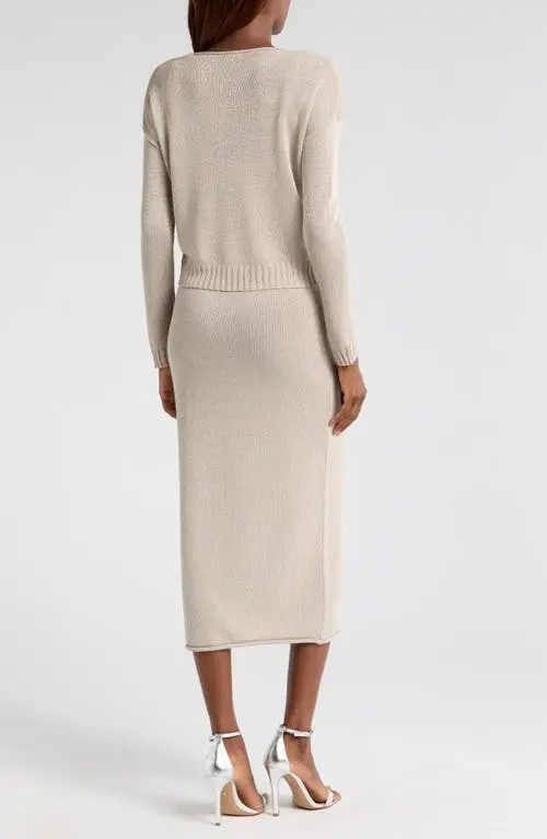 Halogen Metallic Long Sleeve Midi Sweater Dress