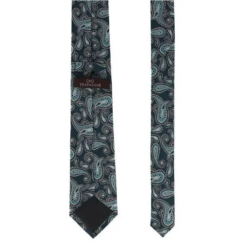 Trafalgar Wharton Wavy Paisley Silk Necktie - Green