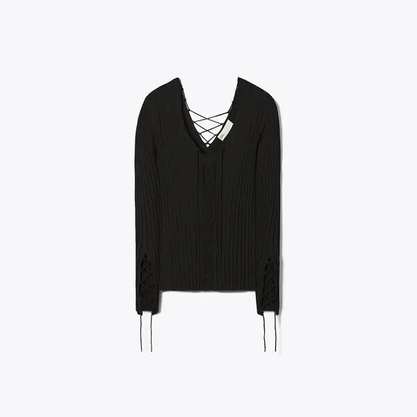 Tory Burch Lace-up Wool Sweater