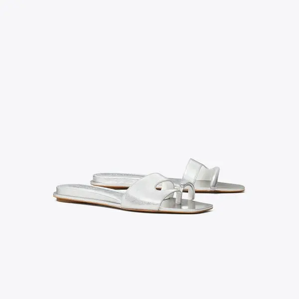 Tory Burch Pierced Slide - Bright Silver/silver