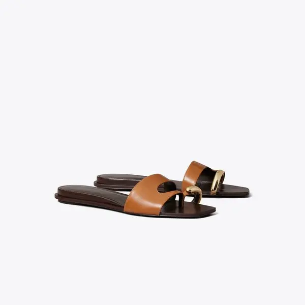 Tory Burch Pierced Slide - Tan/gold