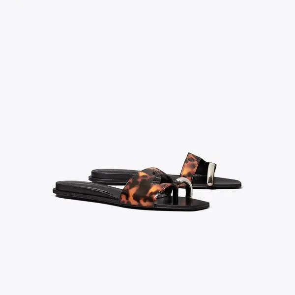 Tory Burch Pierced Slide - Tortoise/silver