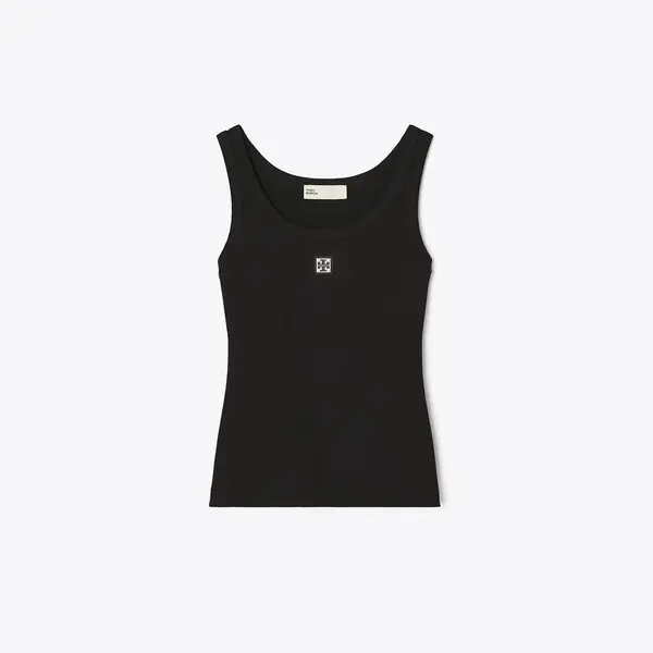 Tory Burch Cotton Scoop Tank - Black