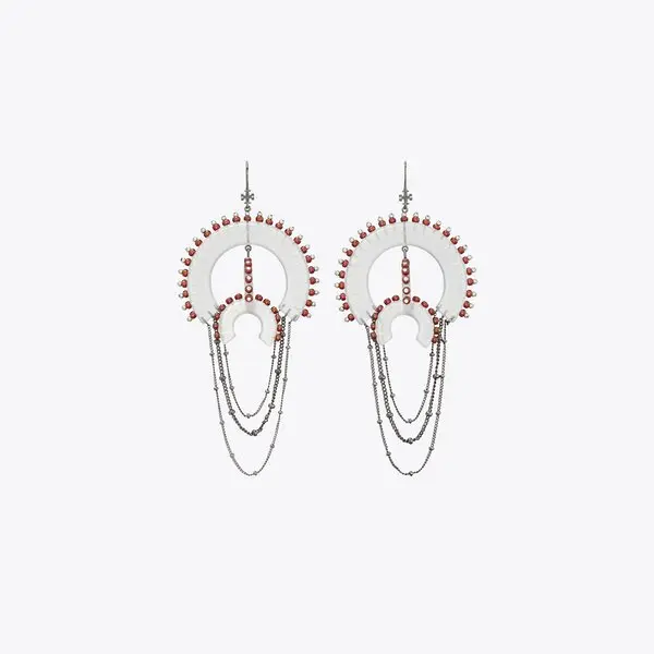 Tory Burch Bead And Resin Chandelier Earrings - Black/clear