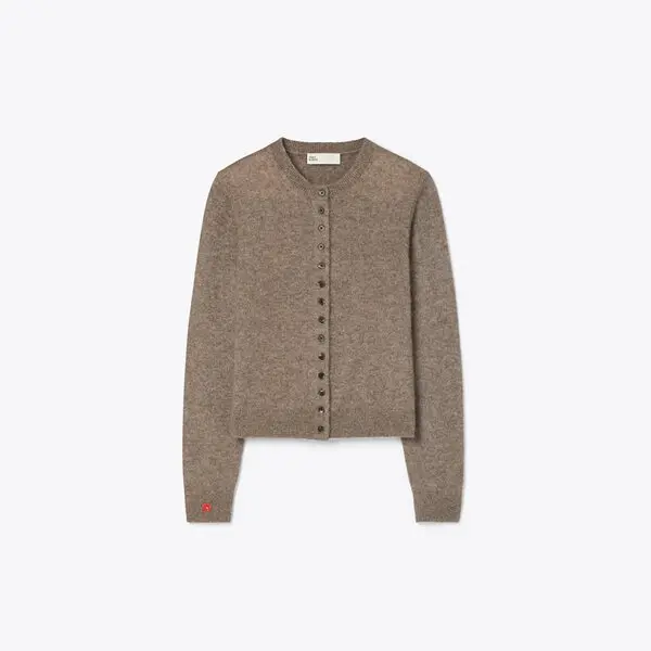 Tory Burch Cashmere Silk Cardigan - Dark Hazelnut