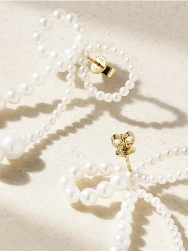 Sophie Bille Brahe Grand Rosette Pearl Earrings - Gold