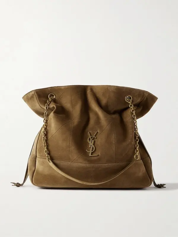 Saint Laurent Jamie Quilted Suede Shoulder Bag - Green
