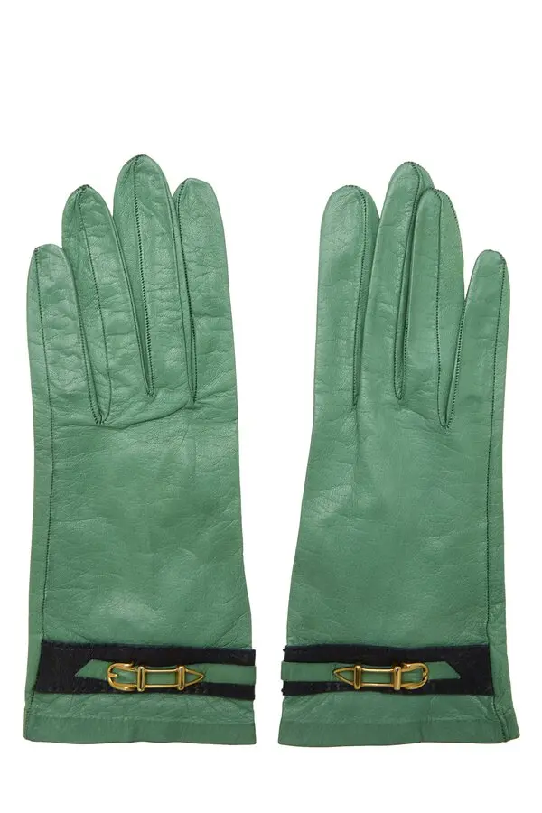 Hermès Lambskin Leather Gloves - Green