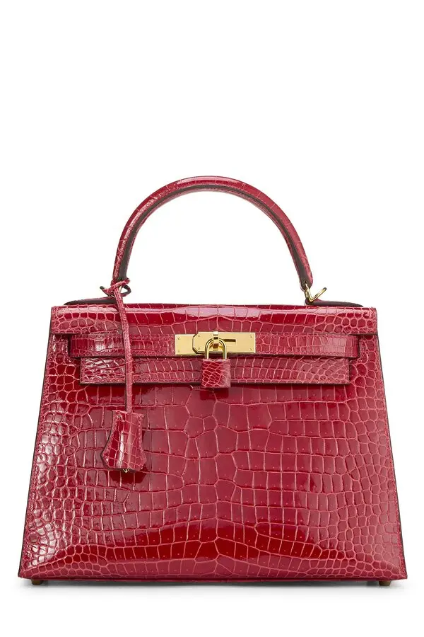 Hermès - Hermès Braise Crocodile Porosus Kelly Sellier 28