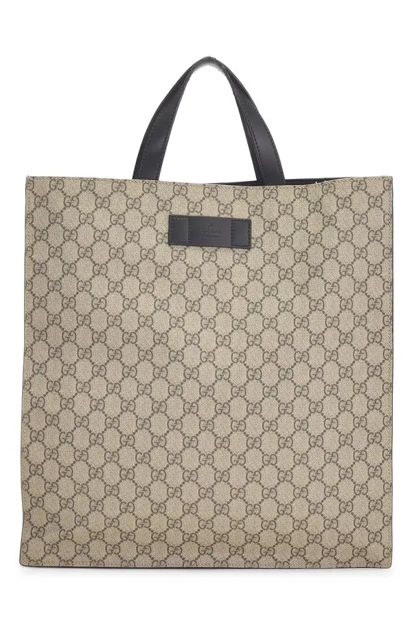 Gucci Original Gg Supreme Canvas Web Vertical Tote - Black