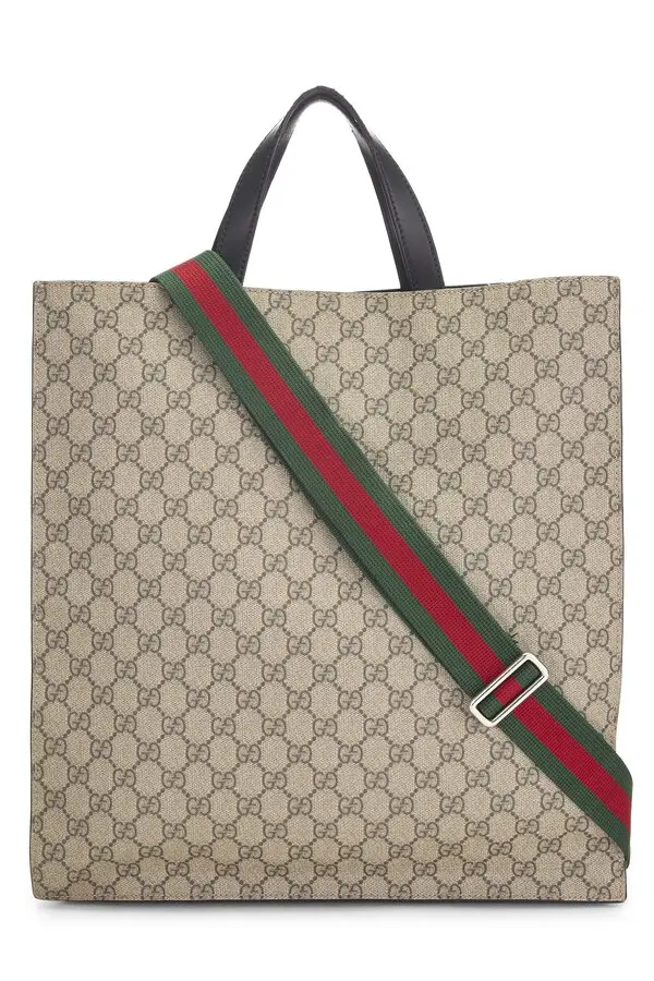 Gucci Original Gg Supreme Canvas Web Vertical Tote