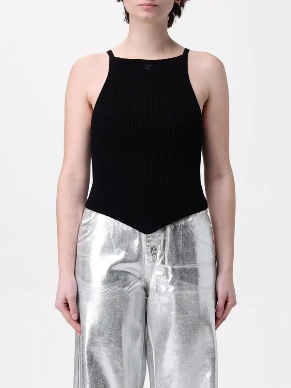 COURREGES Ribbed Top - Black
