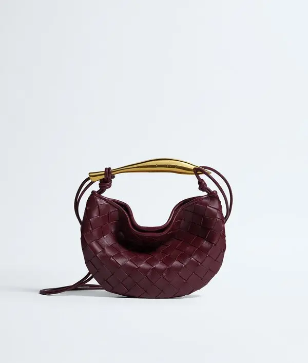 Bottega Veneta Intrecciato Leather Baby Sardine Bag With Metallic Top Handle