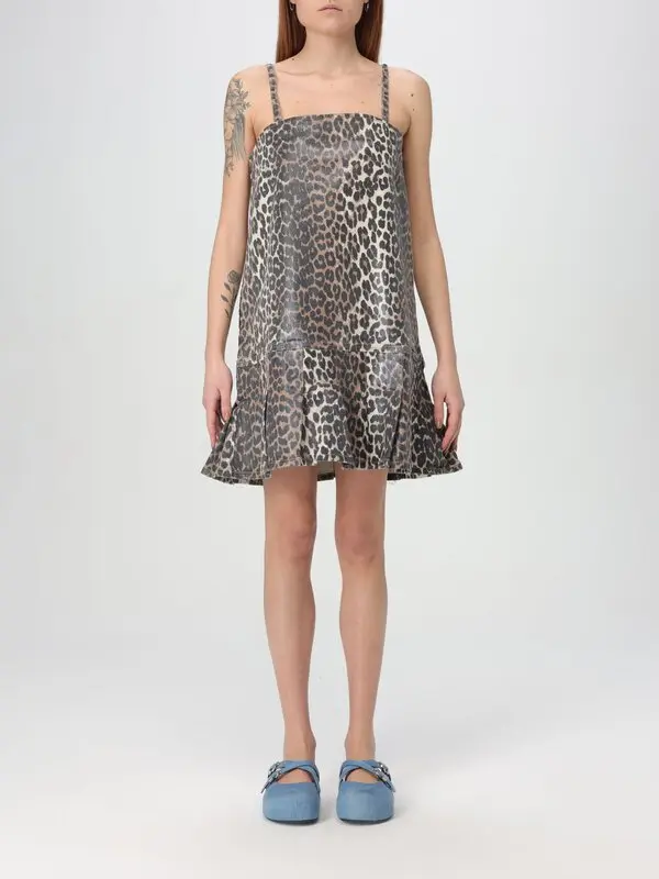 GANNI Leopard Print Mini Dress - Multicolor