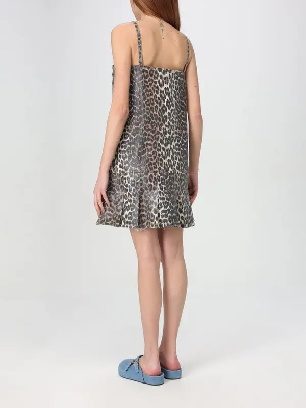 GANNI Leopard Print Mini Dress - Multicolor