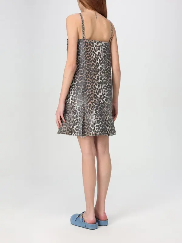 GANNI Leopard Print Mini Dress - Multicolor