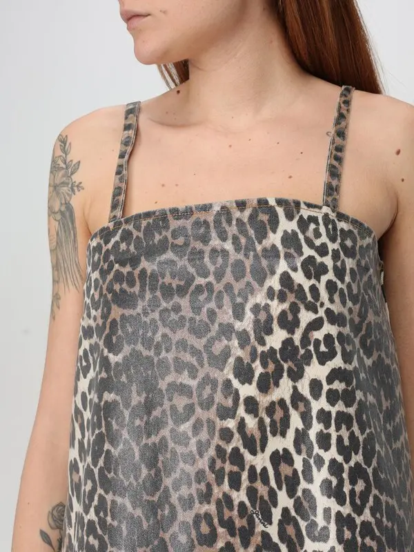 GANNI Leopard Print Mini Dress - Multicolor
