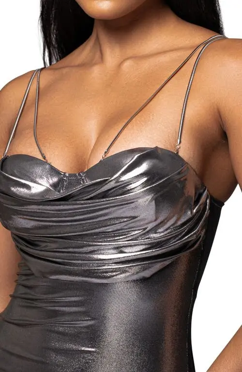 jluxlabel silver dress Jluxlabel Women's Drape And Shine Maxi Dress - Silver