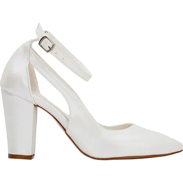 FOREVER & ALWAYS SHOES Colette Pointed Toe Block Heels - Ivory