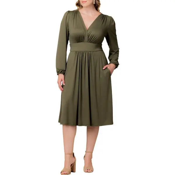KIYONNA Diana Long Sleeve Dress - Olive