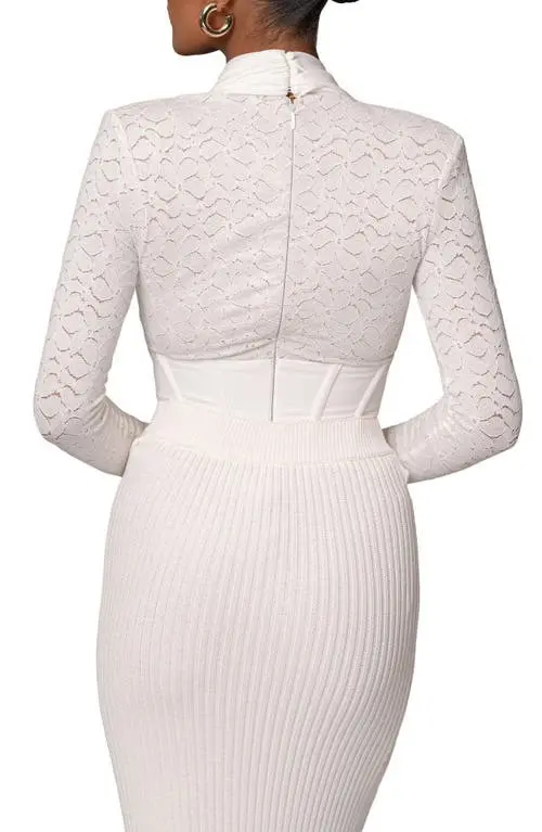 JLUXLABEL Asymmetric Long Sleeve Bodysuit - White
