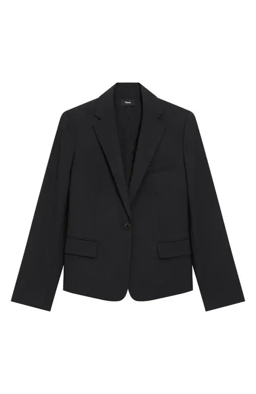 Theory Slim Fit Stretch Wool One Button Blazer - Black