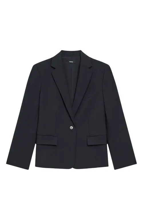 Theory Slim Fit Stretch Wool One Button Blazer - Deep Navy