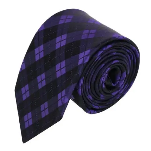 Trafalgar Digby Checkered Plaid Necktie - Purple