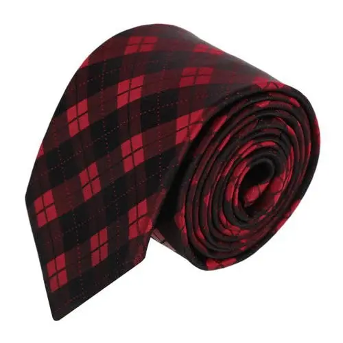 Trafalgar Digby Checkered Plaid Silk Necktie - Red