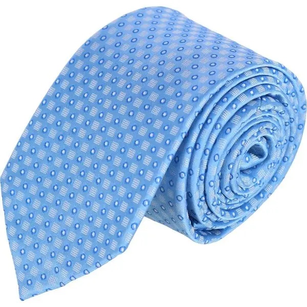 Trafalgar Ewing Square And Polka Dot Silk Necktie - Light And Dark Blue